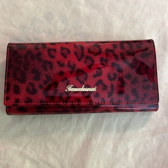 Bags | Baby Cat Red Patent Leather Leopard Print Wallet Very Good ...
